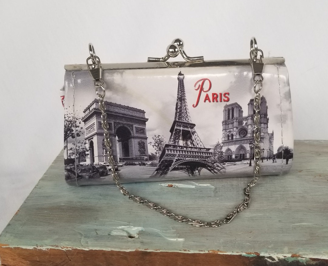Vintage Eiffel Tower Paris Purse, Paris Clutch, Coin Purse, Small Purse ...
