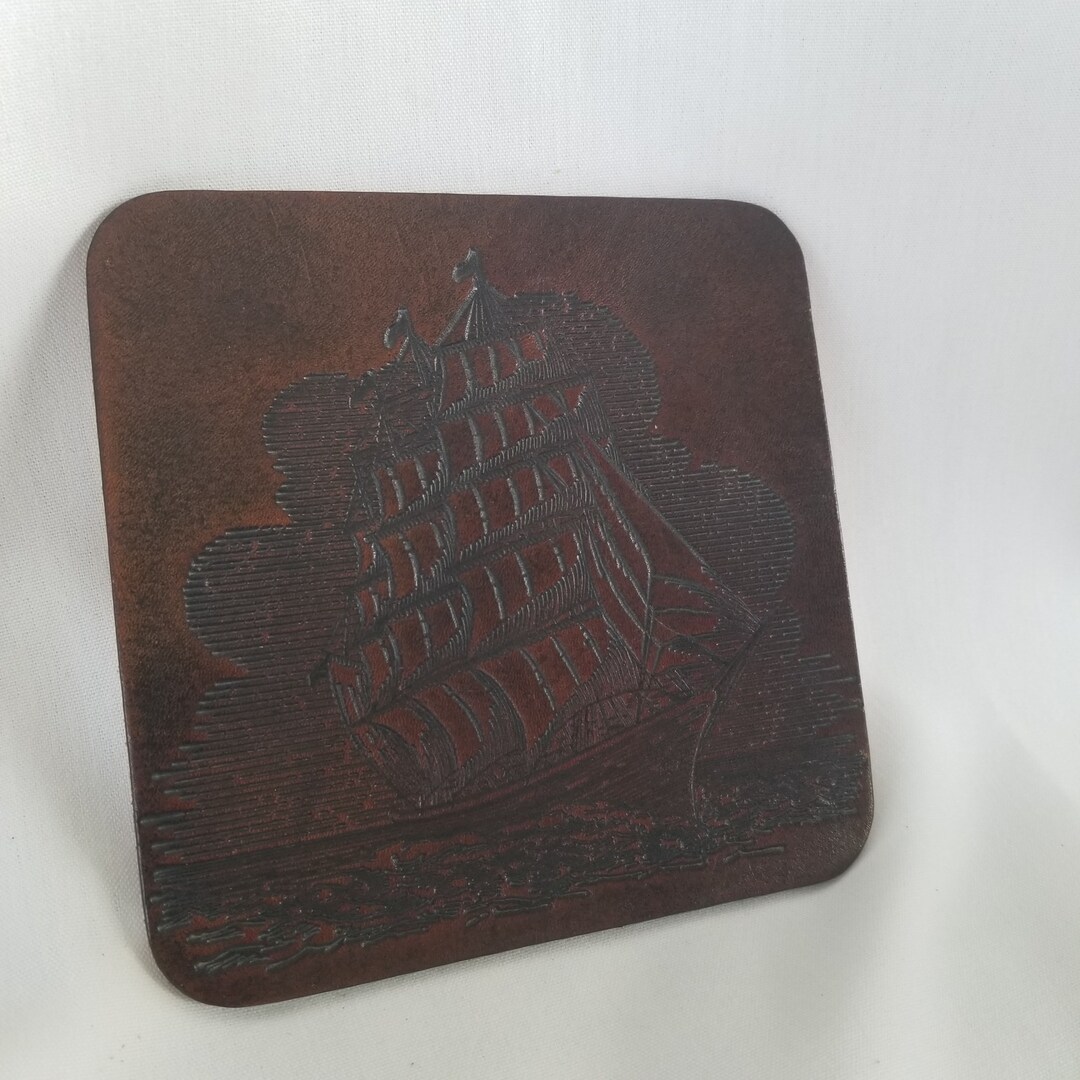 Sailing Ship Carved in Leather for Box or Tray Embellishment 5 1/2 - Etsy
