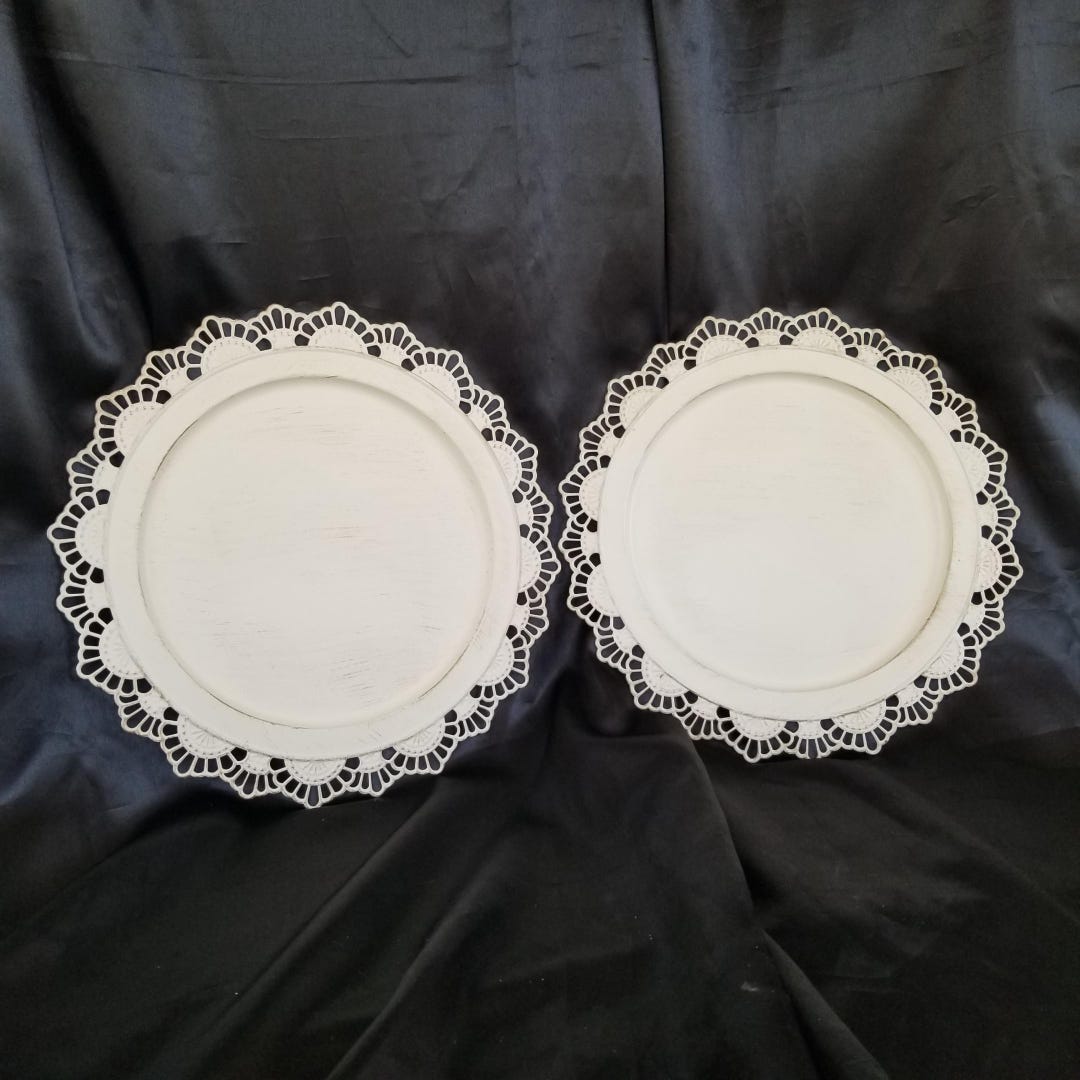 Metal Decorative Plates, Set of 2 Ivory, Gold Hues, Round Tin Plates ...