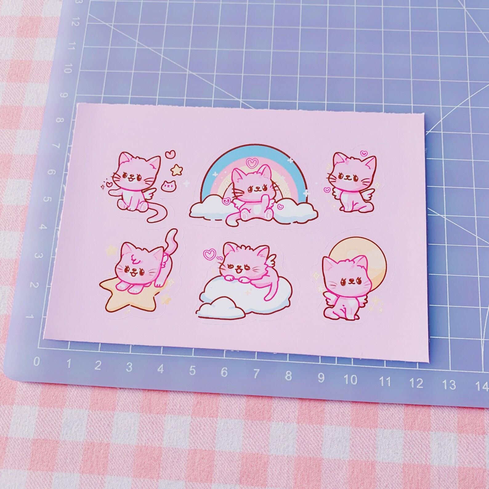 Cherry Kitty Stickers Cute Pink Cat Deco Sticker Sheet Sakura - Etsy