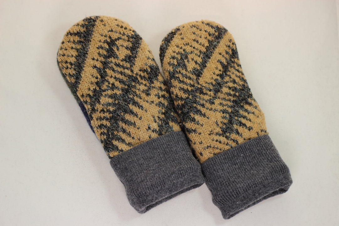 Camel and Steal Gray Blue Mittens, MEDIUM Mittens, Lightweight Mittens ...