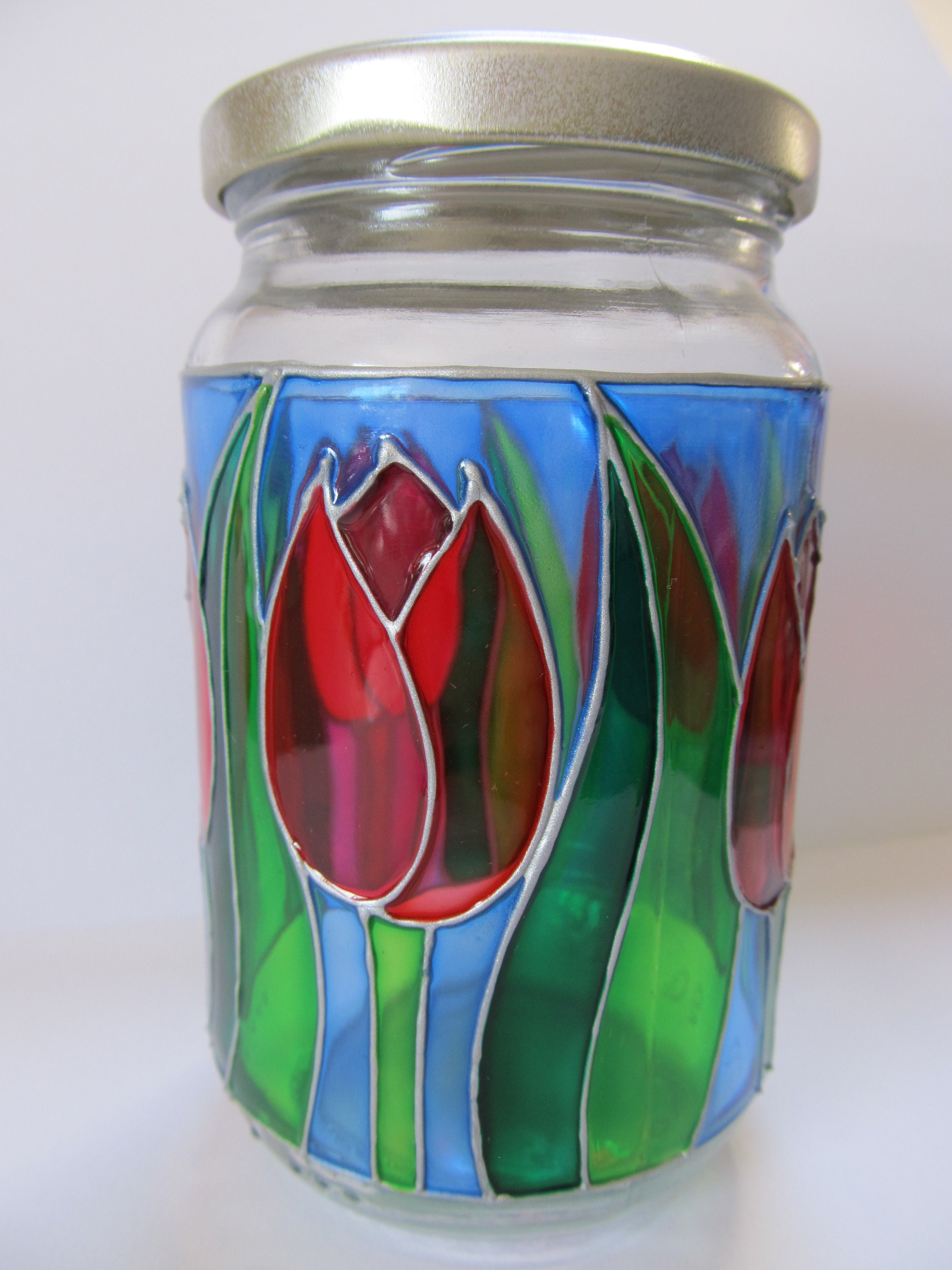 Colored Glass Storage Jars