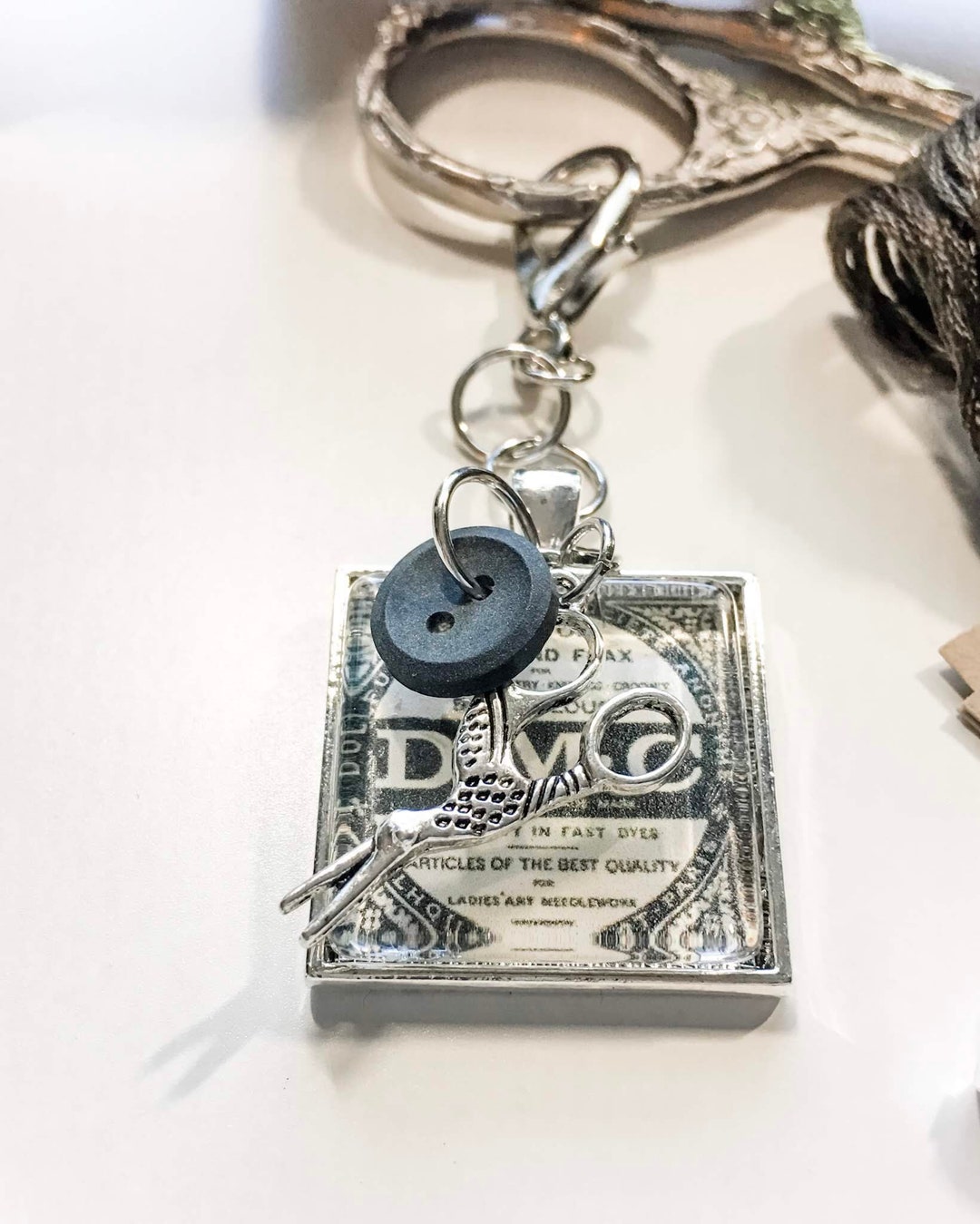 Vintage DMC Label - Thread Keep - Scissor Fob - Needleminder - Zipper ...