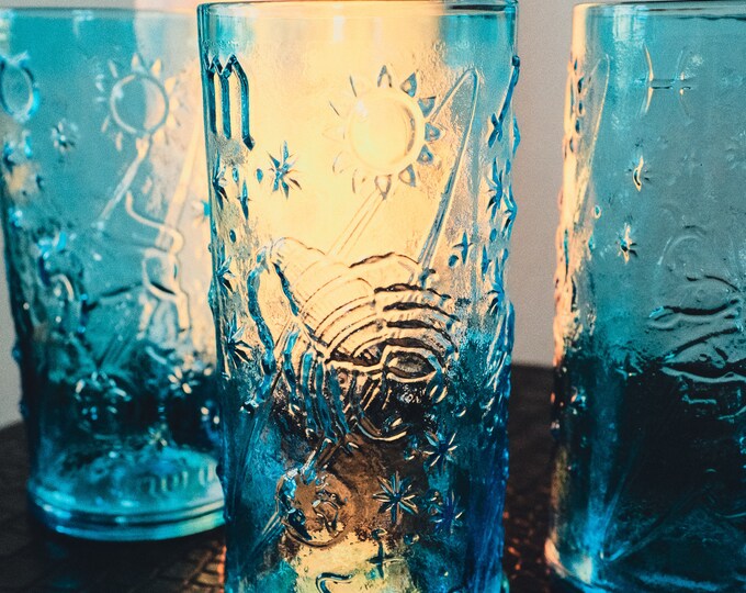 Vintage Zodiac Highball Glass Set of 3 Astrology Tumblers Cups ...