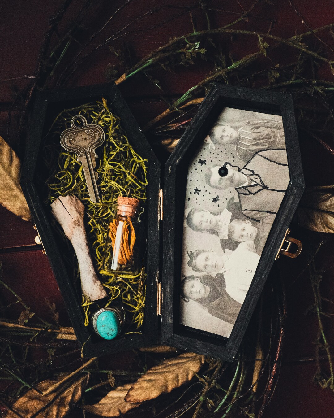 Finders Keepers Coffins Bone Casket Dried Flowers Turquoise - Etsy