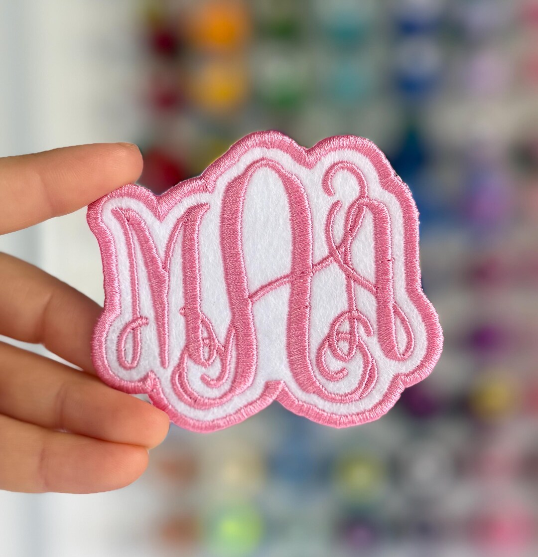 Custom Embroidered Iron on Monogram Patch -pink - Etsy