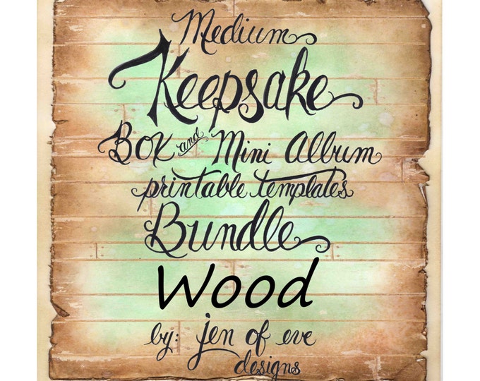 SMALL Keepsake Box & Mini Album Printable Template in WOOD Plank and ...