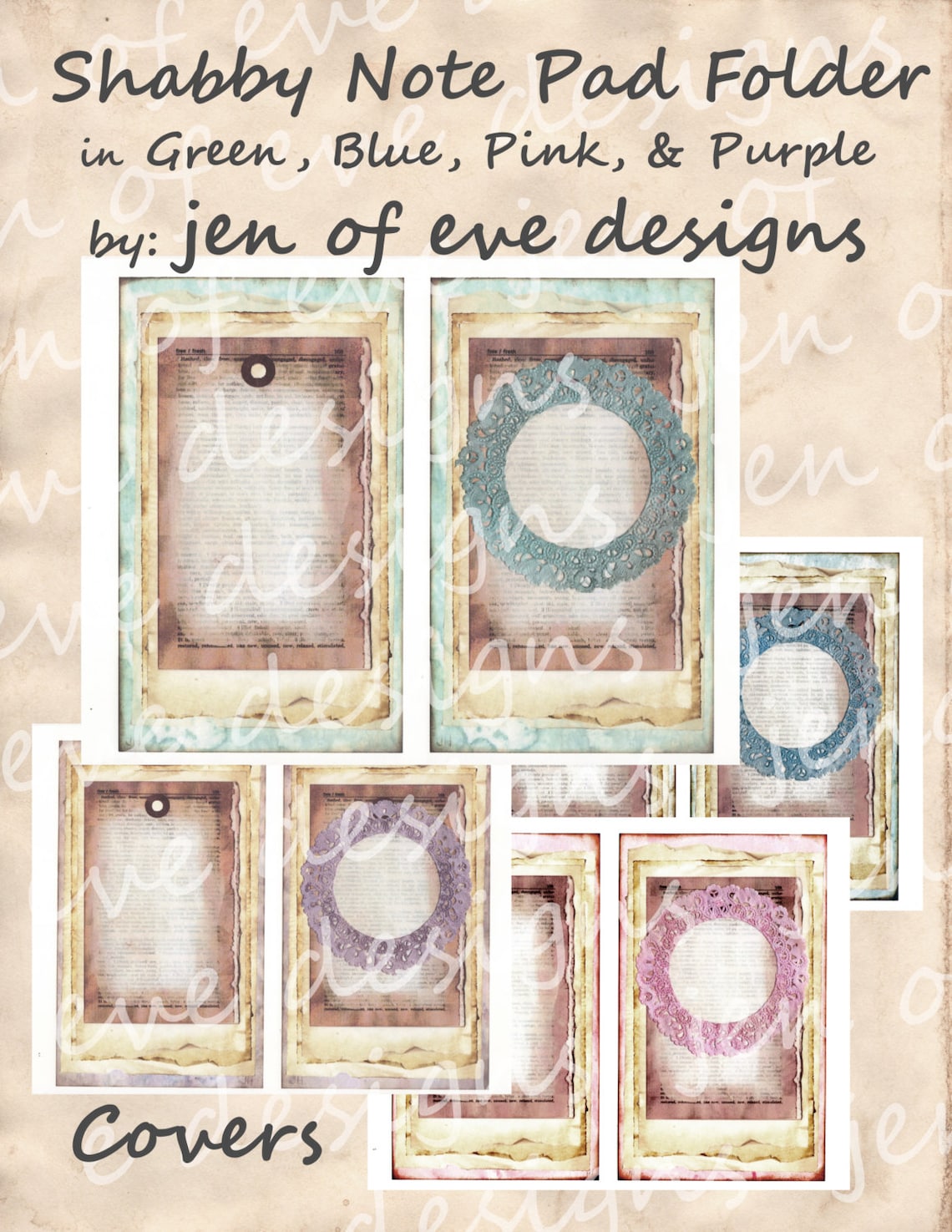 Shabby Note Pad Folder Printable Bundle | Etsy