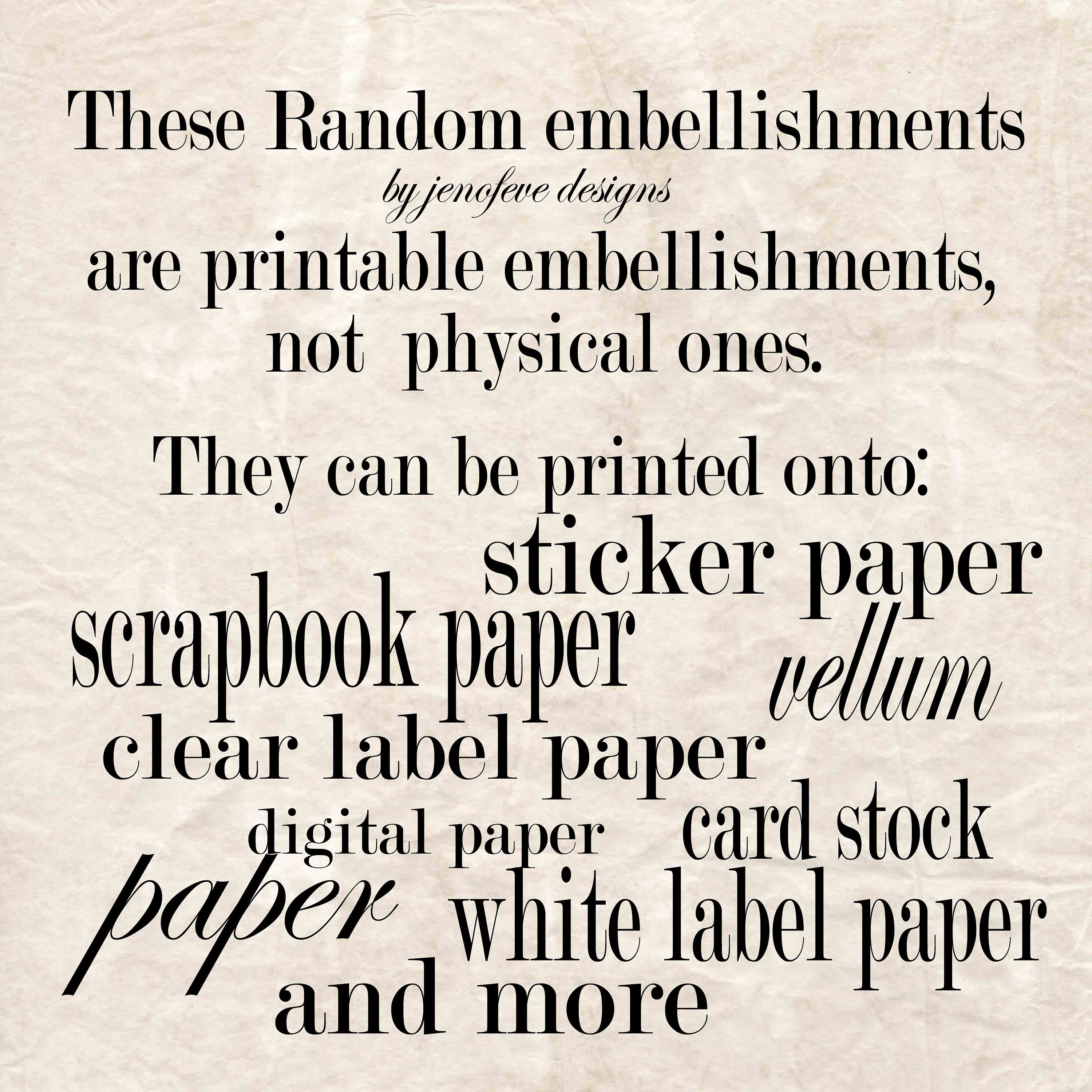 Random Embellishments printable Embellishments Jenofeve - Etsy