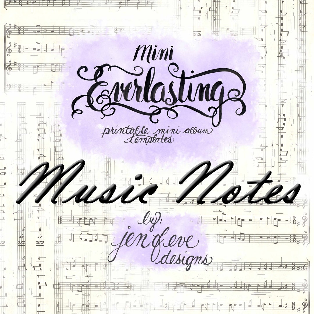 Mini Everlasting Printable Mini Album Template in Music Notes and PLAIN ...