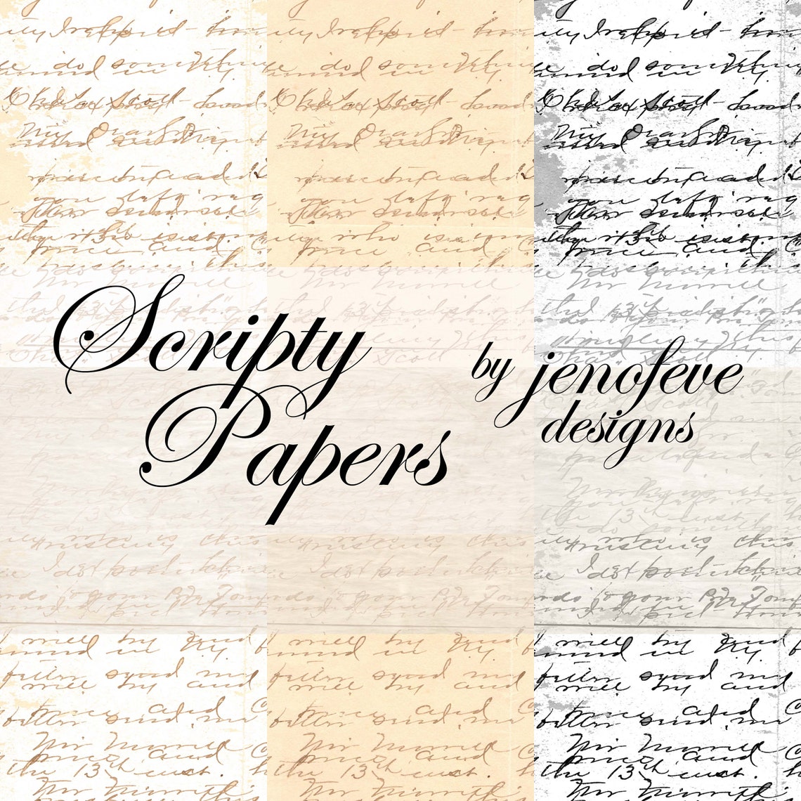 Scripty Papers Printable by jenofeve designs | Etsy
