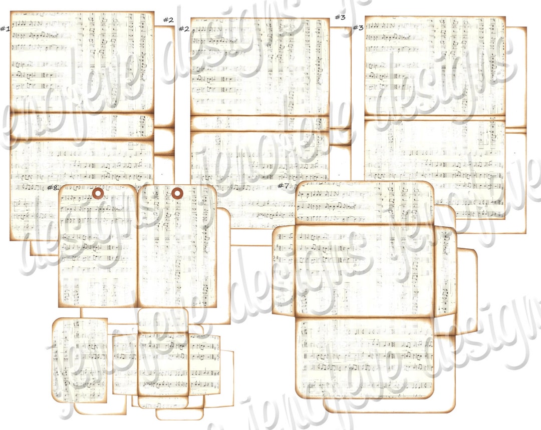 Stack the Pages Printable Mini Album Music Notes & Plain Templates - Etsy