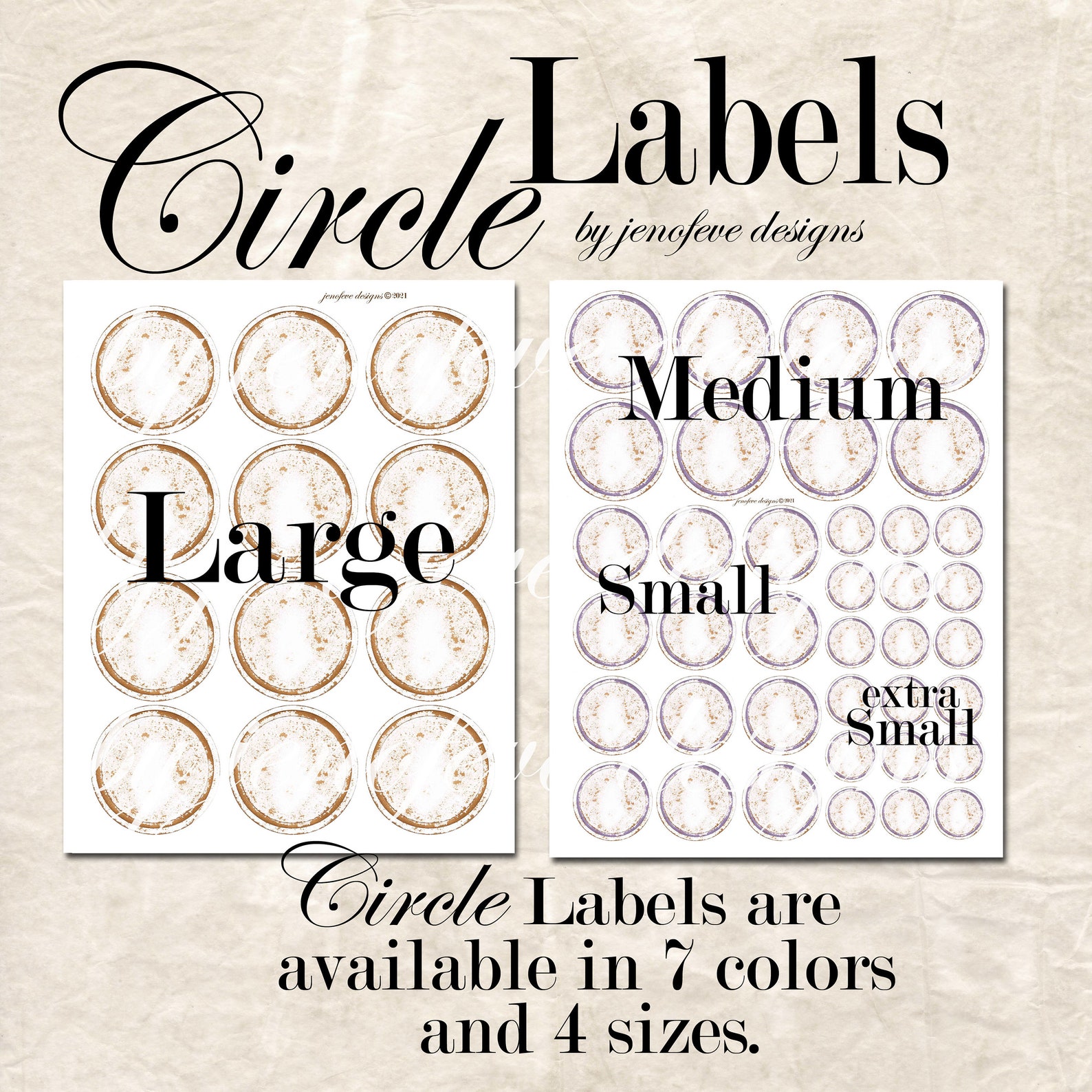 CIRCLE Labels~printable~7 Colors~4 Sizes~jenofeve Designs - Etsy