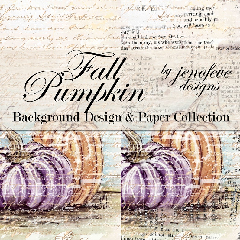 Fall Pumpkin Background Design + Printable Paper Collection by Jenofeve ...