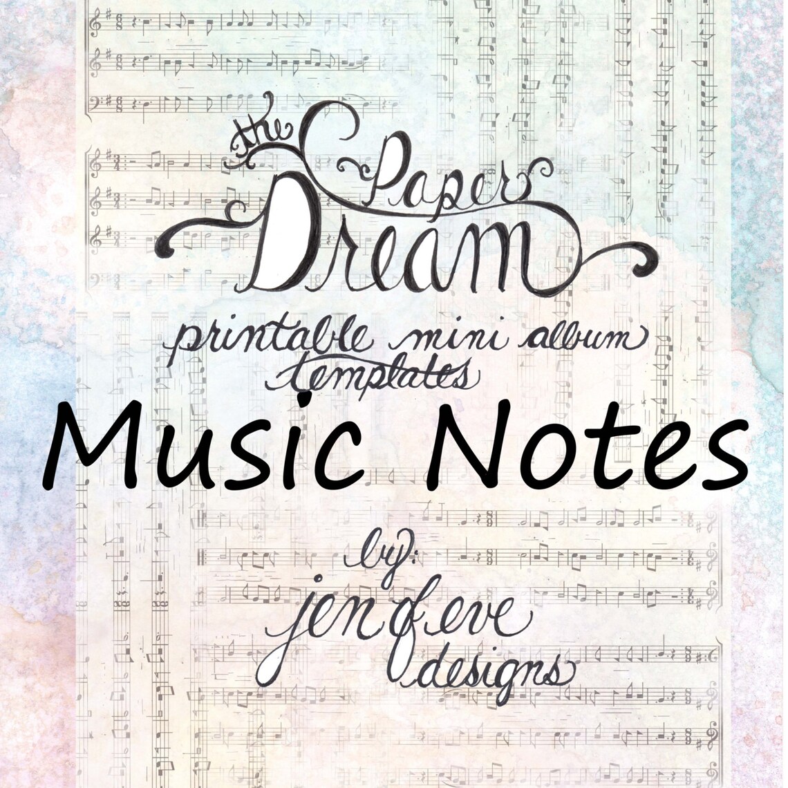The Paper Dream Printable Mini Album Templates in Music Notes and Plain ...