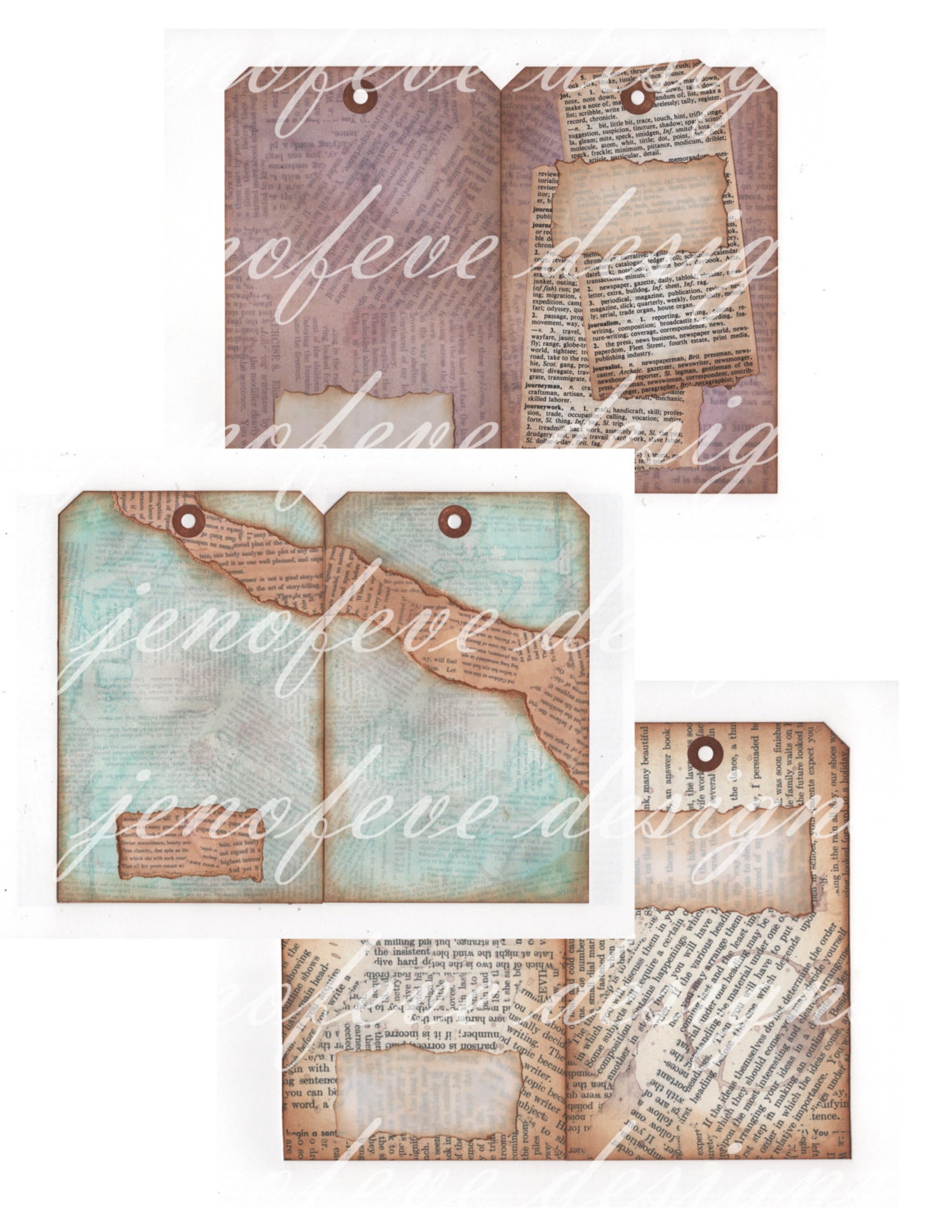 Tag Shaped Journal Printable kit | Etsy