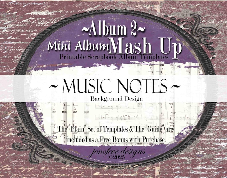 Mini Album Mash up ~ Album 2 ~ MUSIC NOTES & PLAIN~ Printable Scrapbook ...