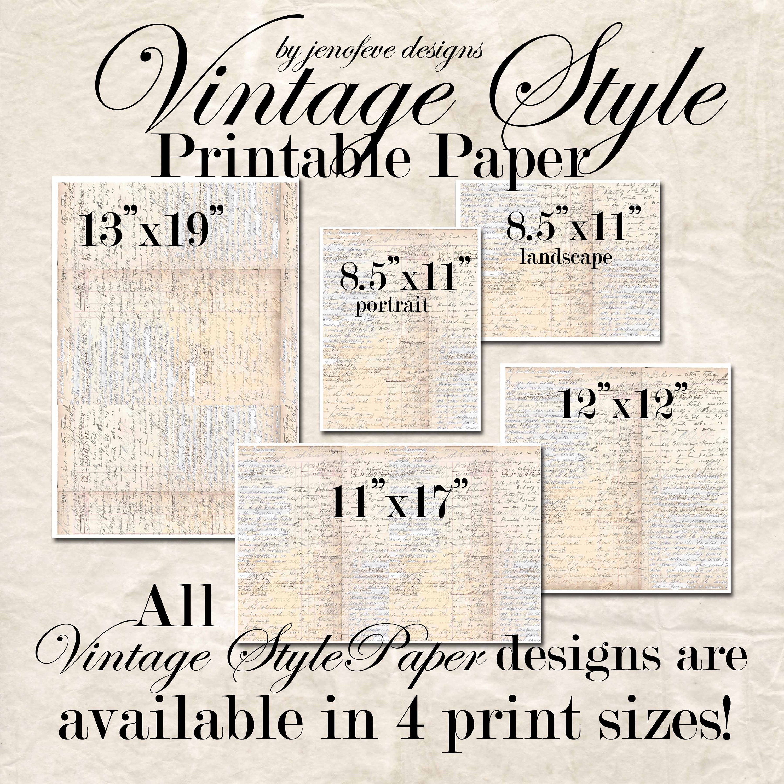 Vintage Style Printable Papers by Jenofeve Designs - Etsy