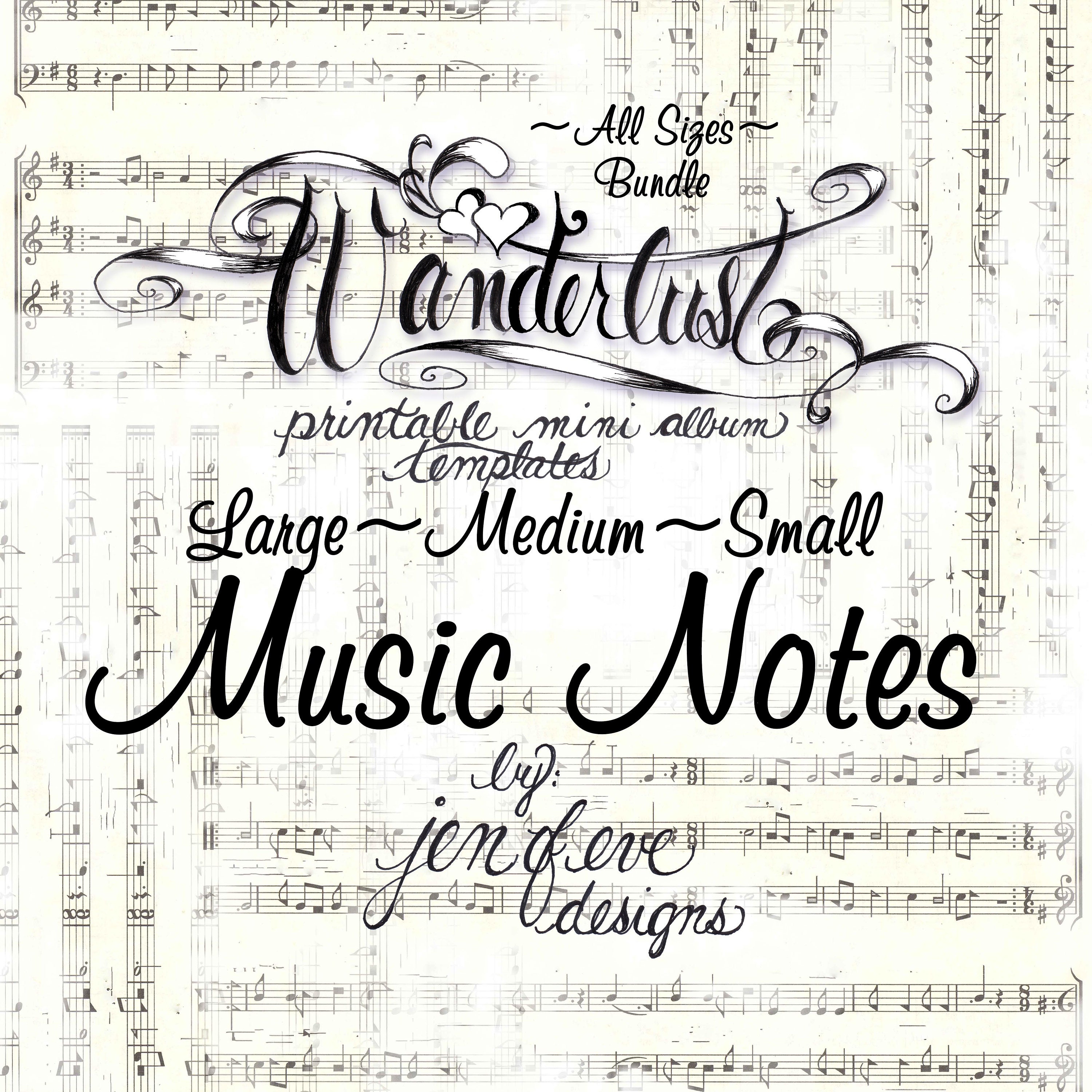 Wanderlust~music NOTES & Plain~all Sizes Bundle~printable Mini Album ...