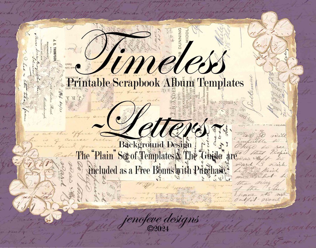Timeless ~ LETTERS, VINTAGE Script, & Plain~ Printable Scrapbook Album ...