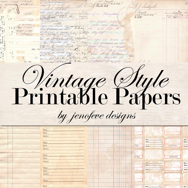 Vintage Style Printable Papers by Jenofeve Designs - Etsy