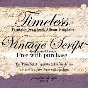Timeless ~ FLUTTER, VINTAGE SCRIPT, & Plain~ Printable Scrapbook Album ...