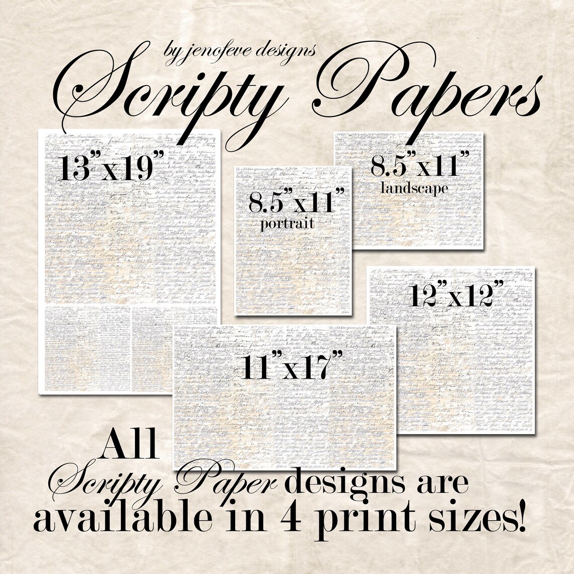 Scripty Papers Printable by jenofeve designs | Etsy