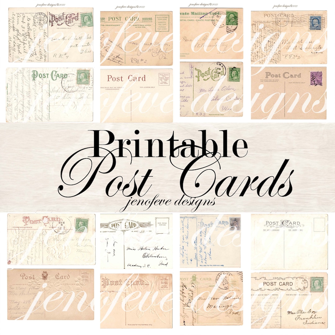 Post Cards ~printable Embellishments~ Jenofeve Designs - Etsy