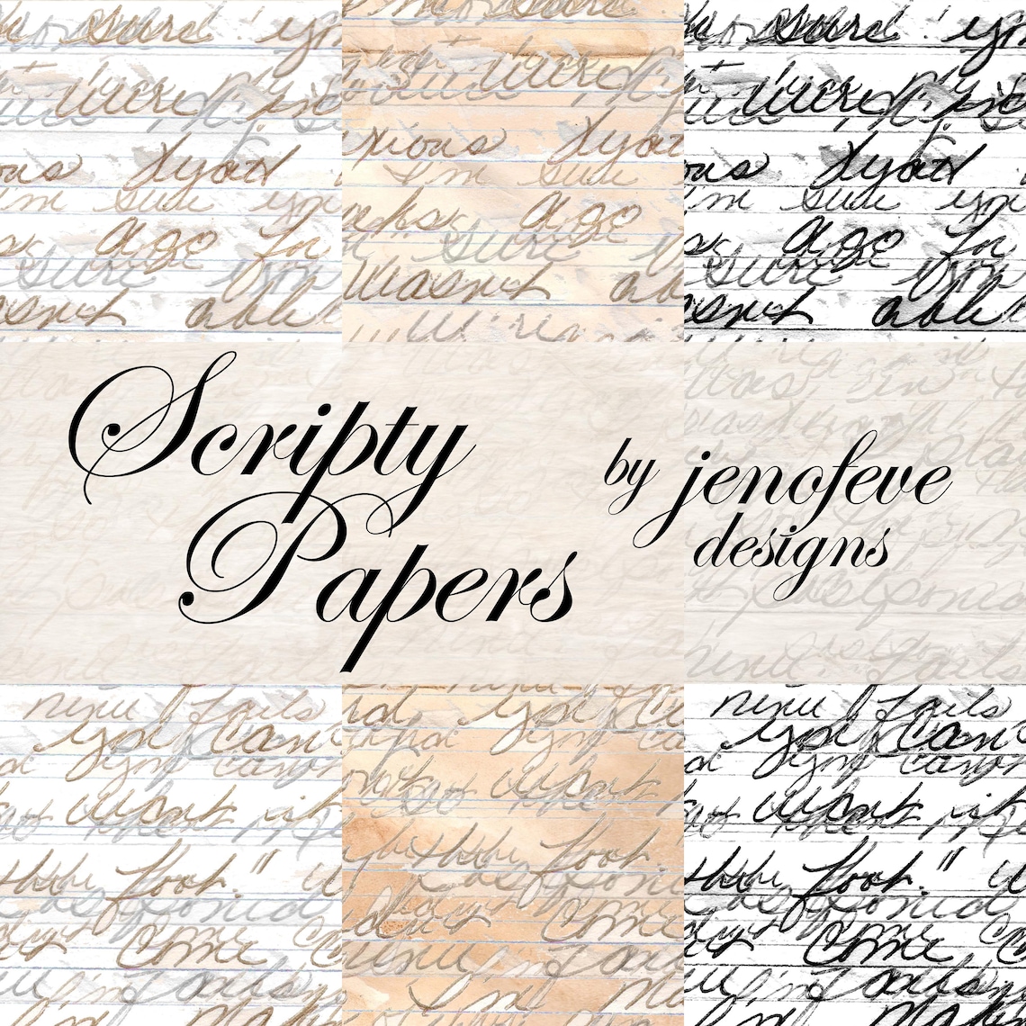 Scripty Papers Printable by jenofeve designs | Etsy