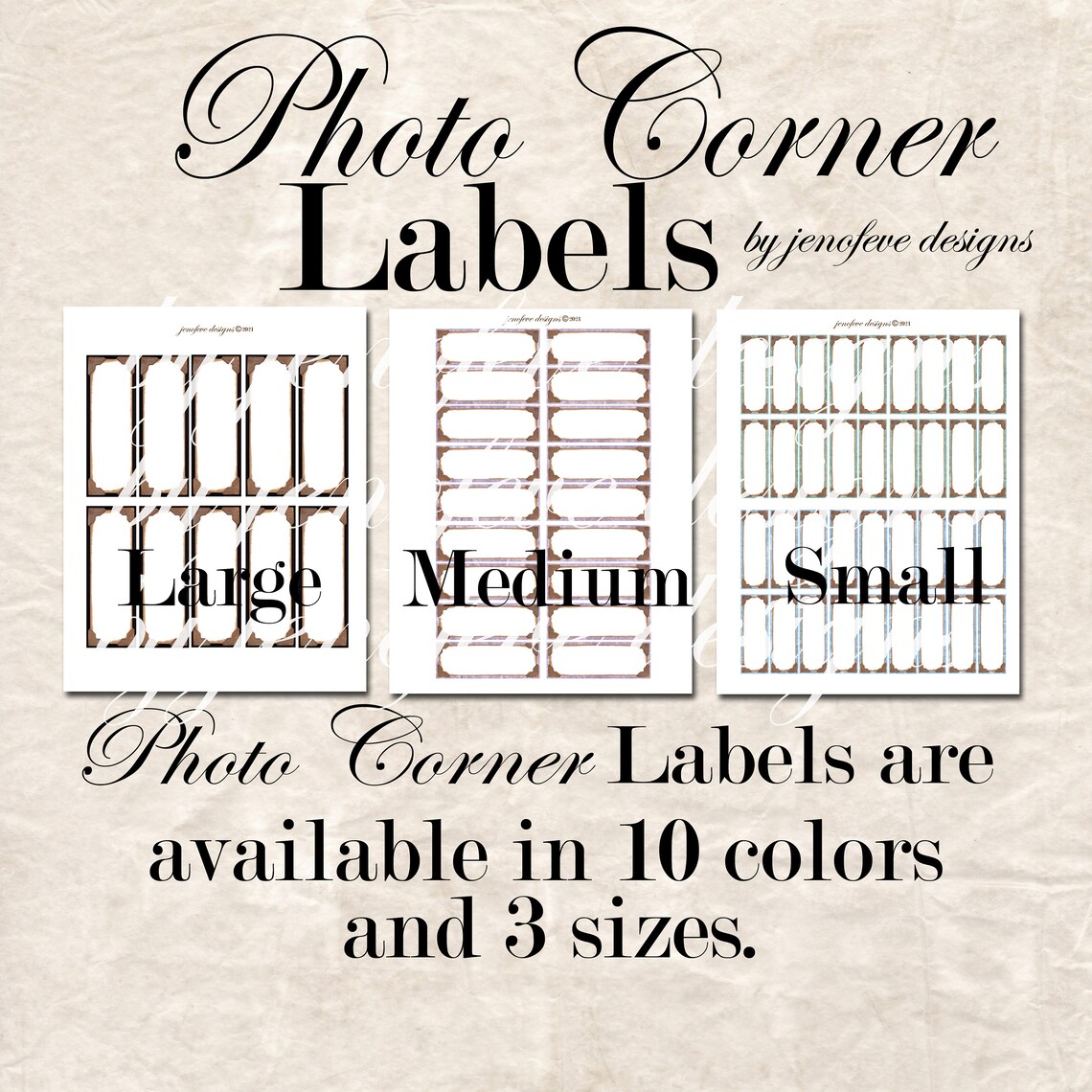 PHOTO CORNER LABELS ~printable~10 Colors~3 Sizes~ Jenofeve Designs - Etsy