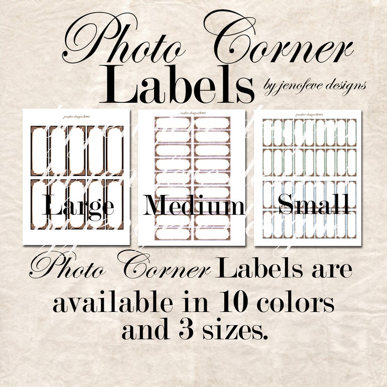 PHOTO CORNER LABELS printable10 Colors3 Sizes Jenofeve - Etsy