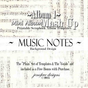 Mini Album Mash up ~ Album 1 ~MUSIC NOTE & PLAIN~ Printable Scrapbook ...