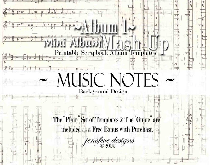 Mini Album Mash up ~ Album 1 ~MUSIC NOTE & PLAIN~ Printable Scrapbook ...
