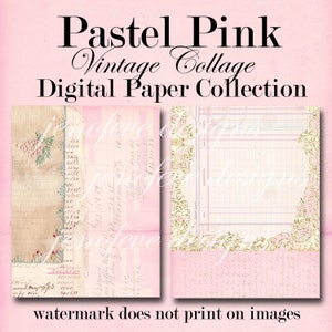 Pastel Pink Vintage Collage~digital/printable Paper Collection by ...