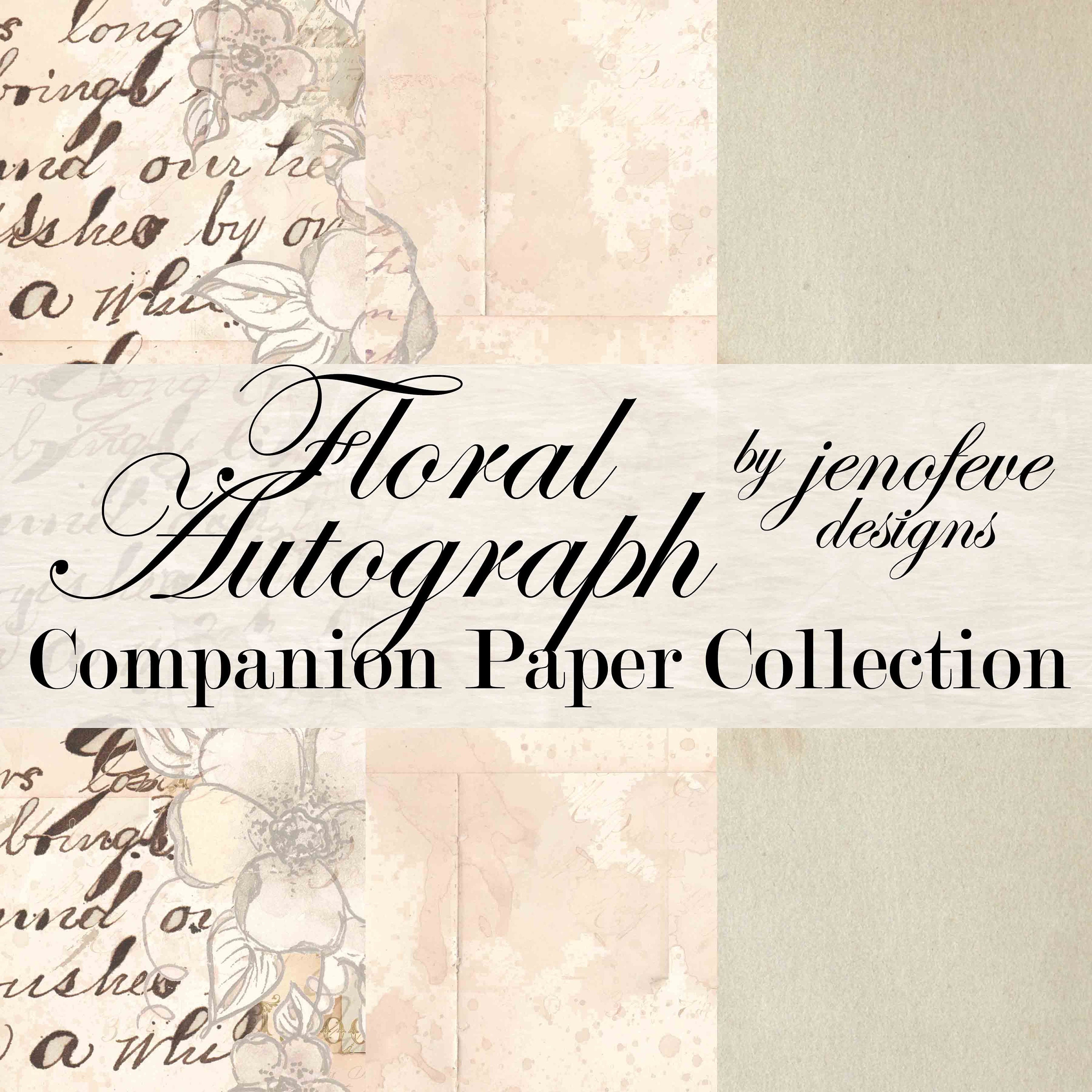 Floral Autograph Companion Collection Printable Papers by - Etsy