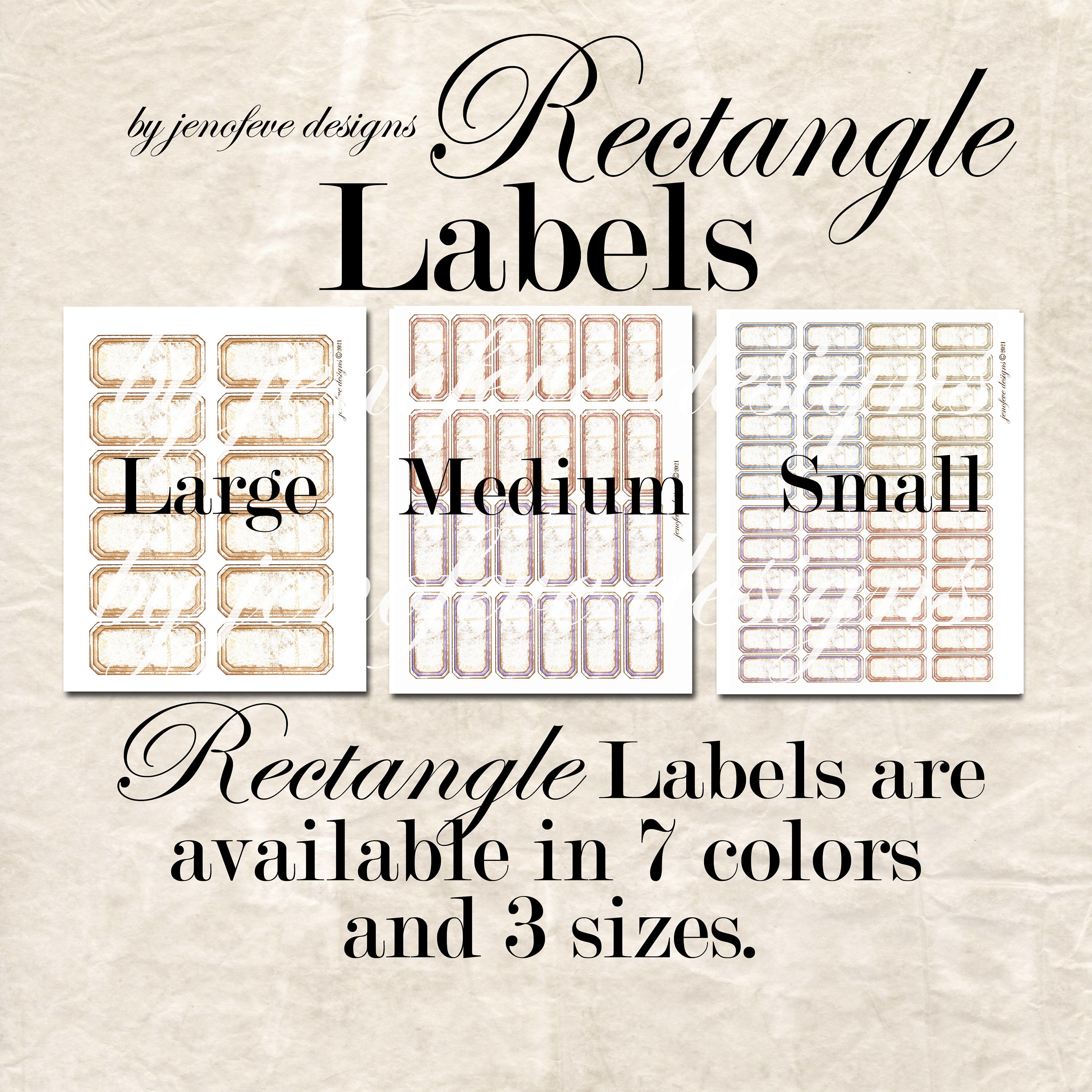 RECTANGLE Labelsprintable7 Colors3 Sizesjenofeve Designs - Etsy