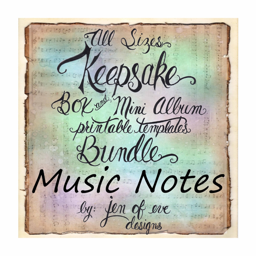 ALL SIZES Keepsake Box & Mini Album Printable Template Bundle in MUSIC ...