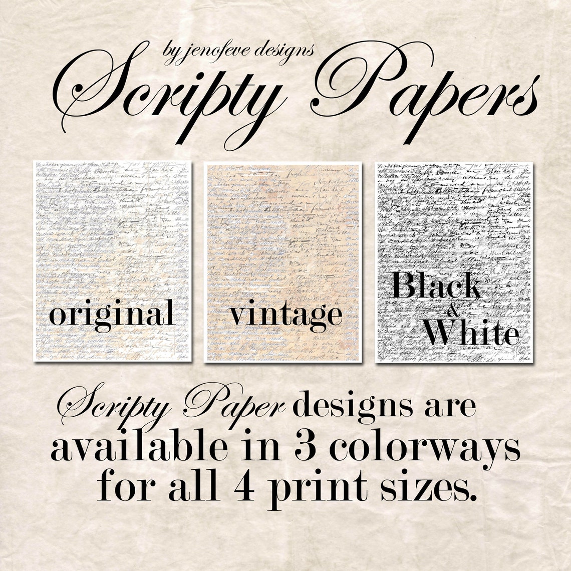 Scripty Papers Printable by jenofeve designs | Etsy