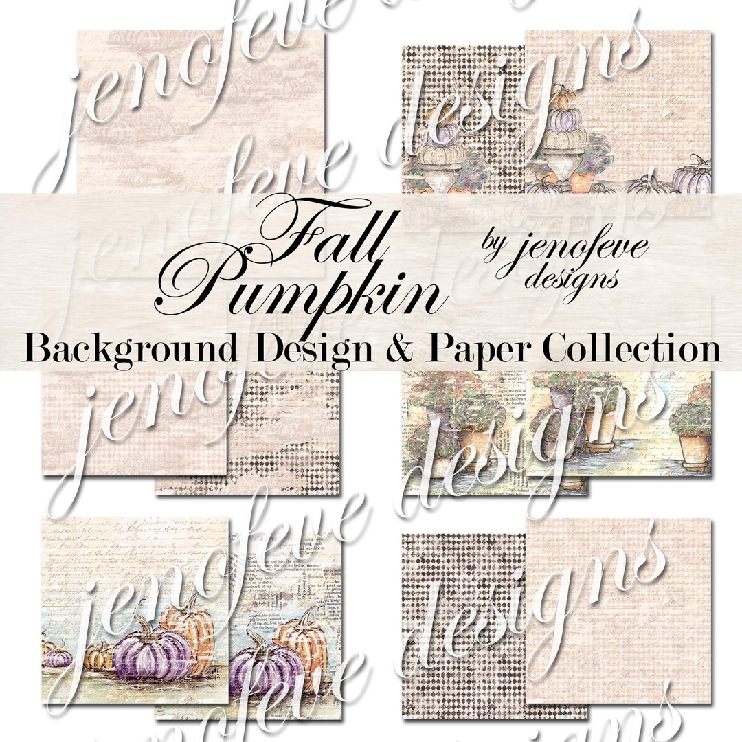 Fall Pumpkin Background Design + Printable Paper Collection by Jenofeve ...