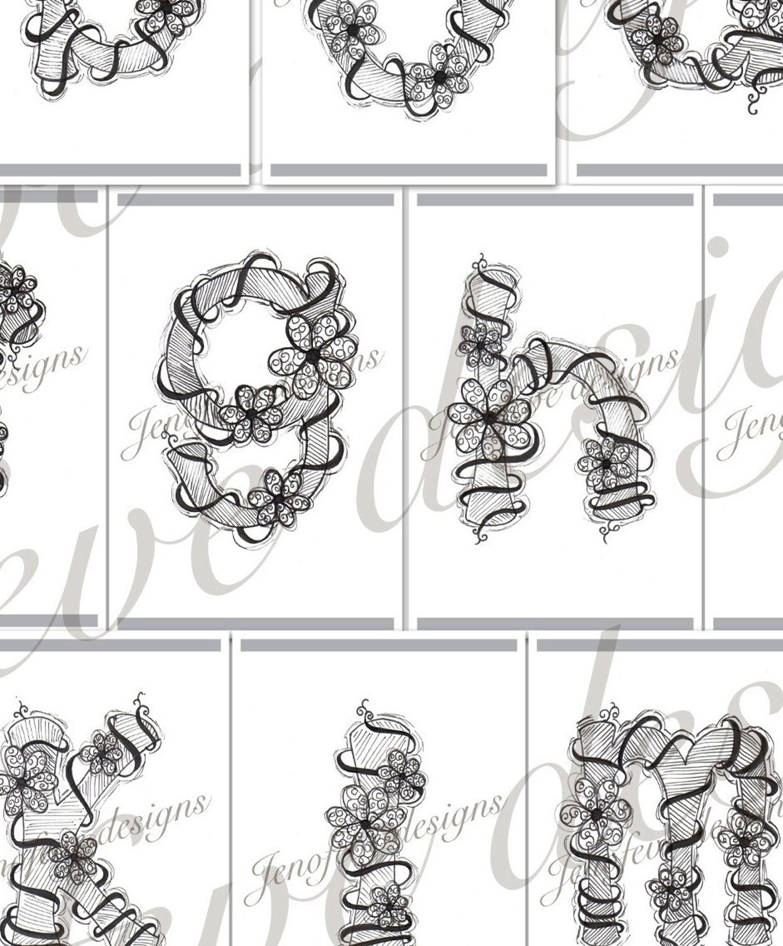 Hand Drawn Alphabet Bundle Digital Download Fun and Whimsical | Etsy