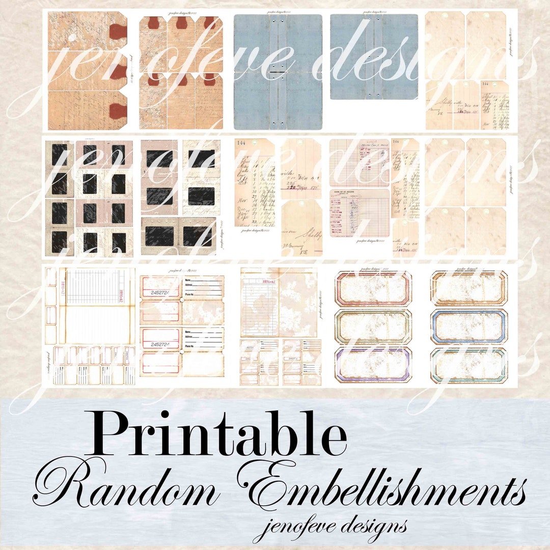 Random Embellishments ~printable Embellishments~ Jenofeve Designs - Etsy