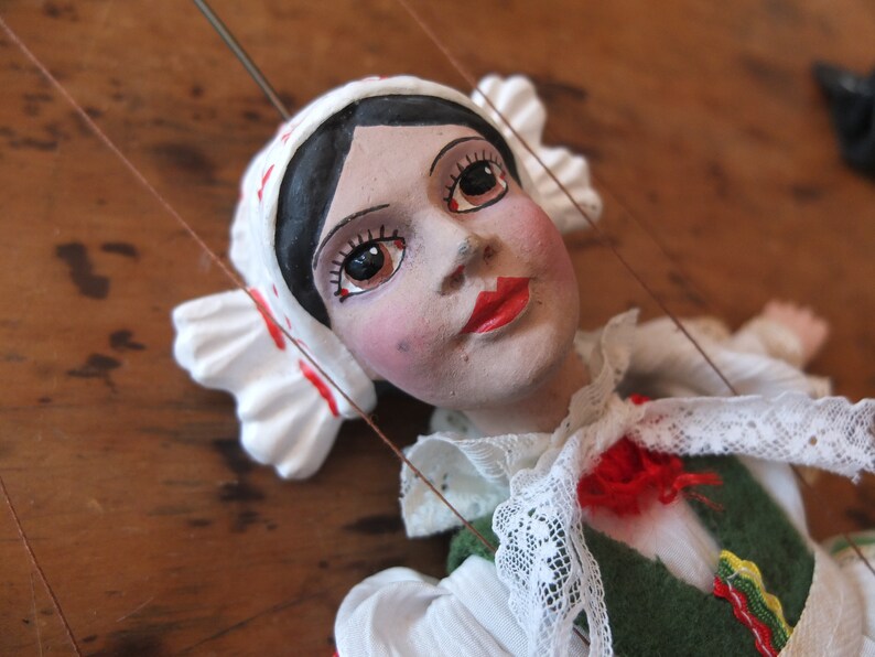 String Puppet, Vintage Czech Marionette, Girl Puppet, Girl's Folk ...