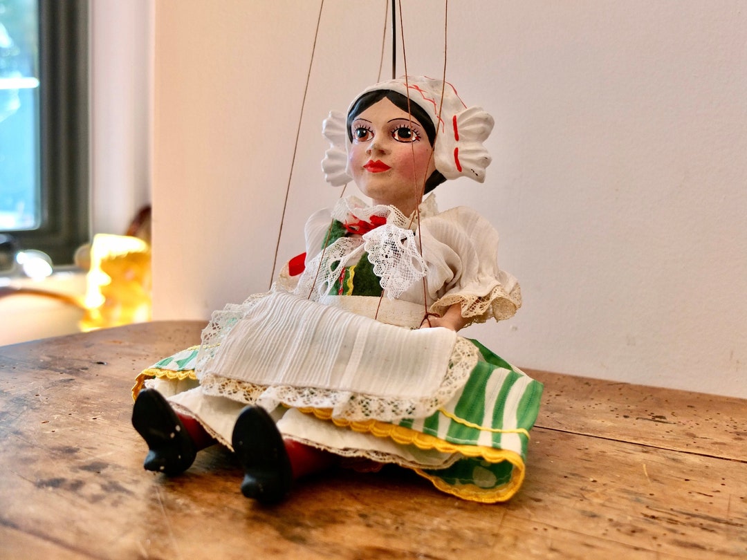 Vintage Czech String Puppet Doll, Marionette, Folk Costume, Hand ...