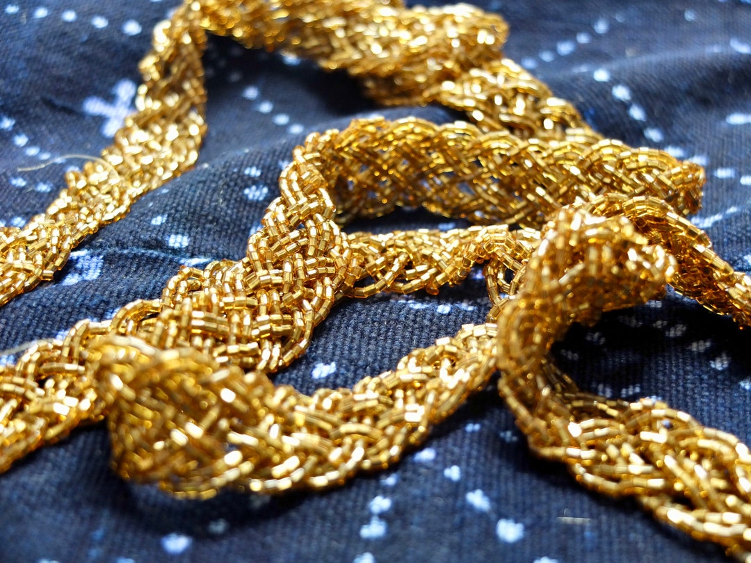 Buy Vintage Gold Sash Belt, Handwoven Woman's Tassel Belt, Plait-weave ...