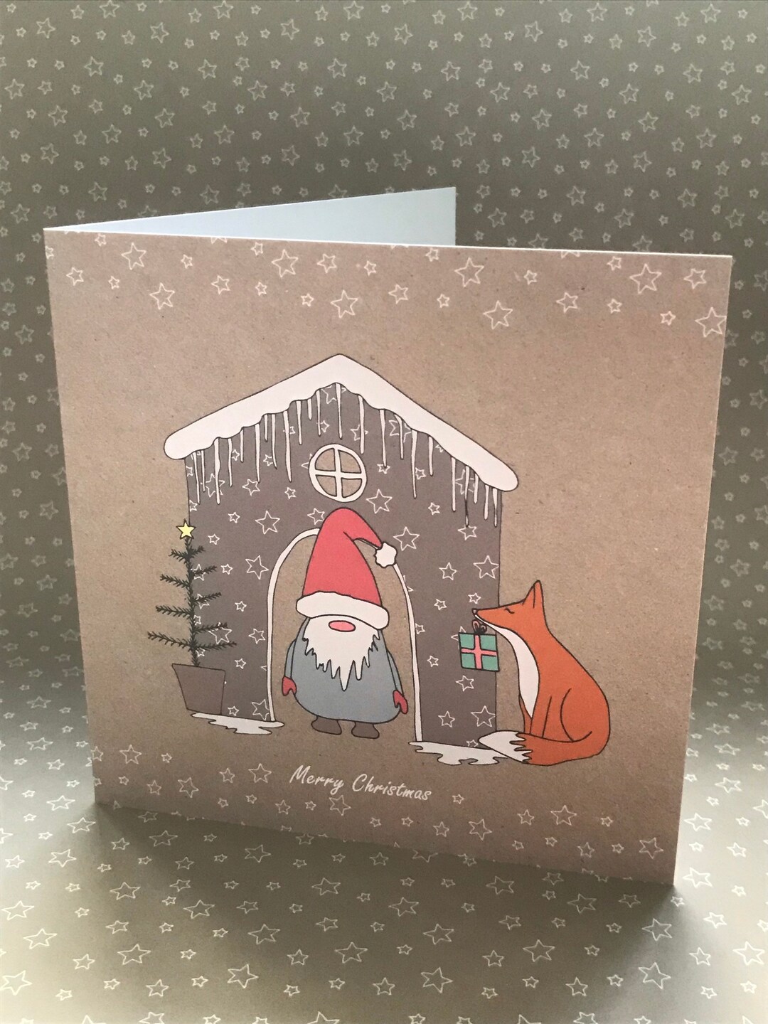 Gonk and Fox Christmas Card - Etsy