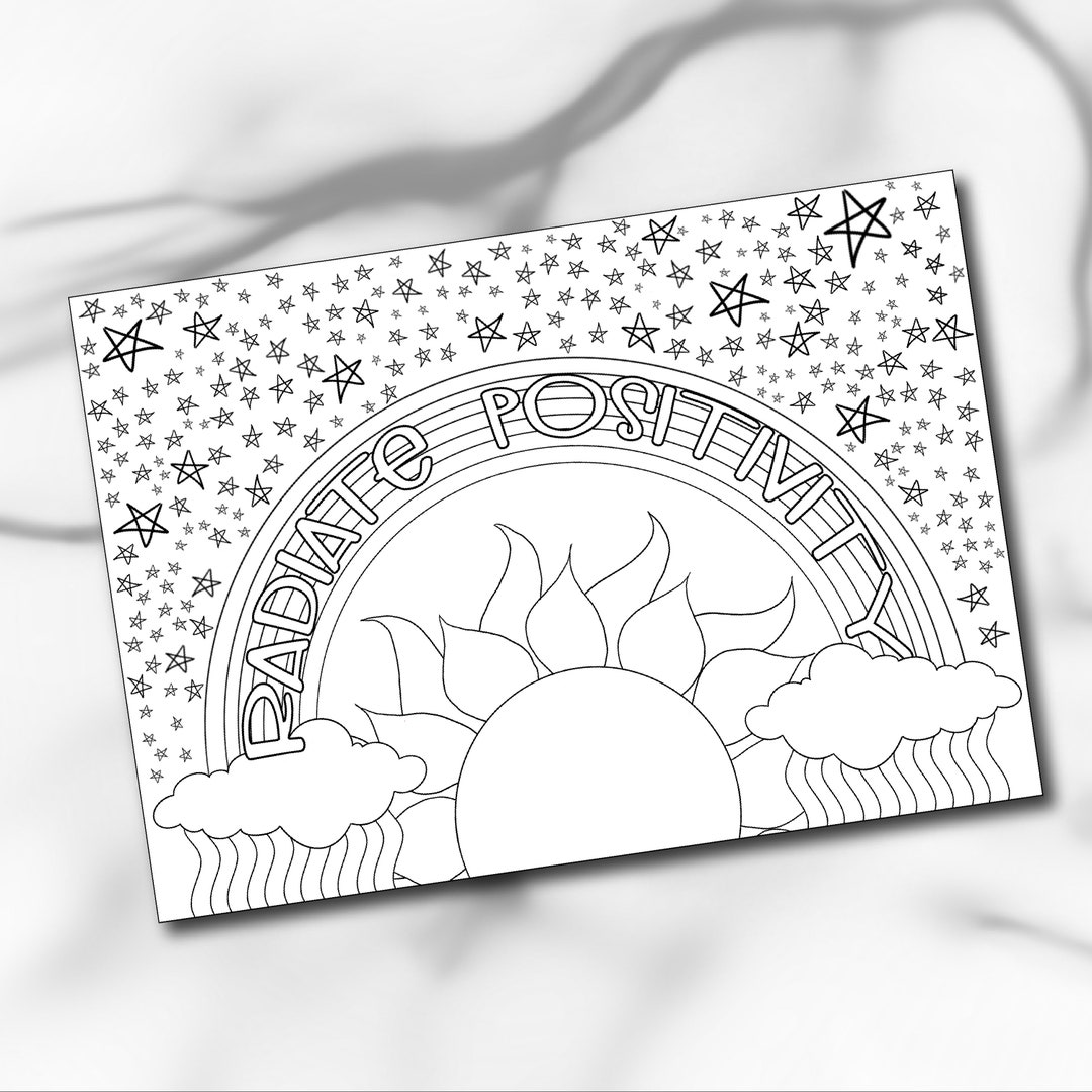 Adult Colouring Page Radiate Positivity Inspirational Colouring Page ...