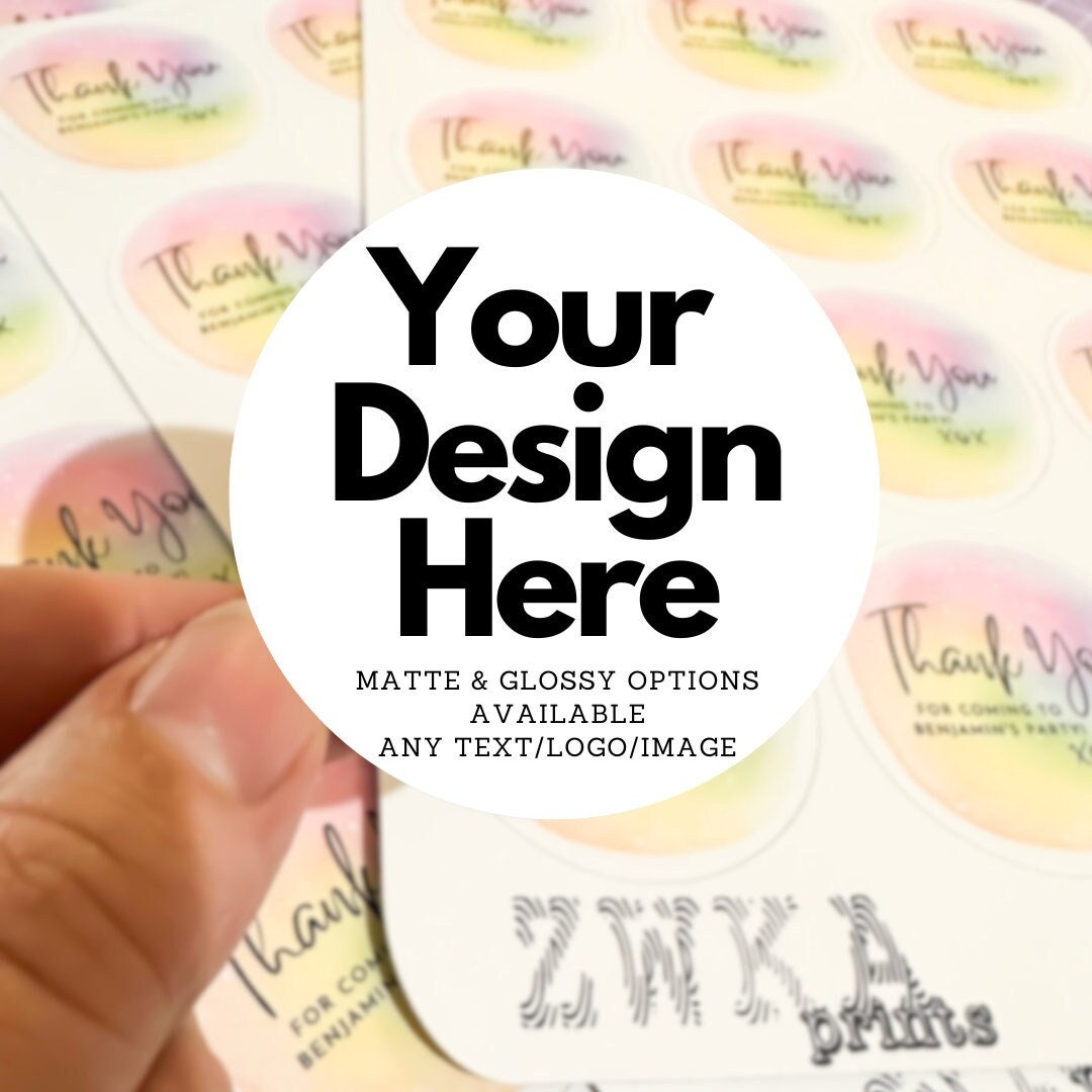 Custom Design Matte or Glossy Round Stickers 50mm - Personalised Labels ...