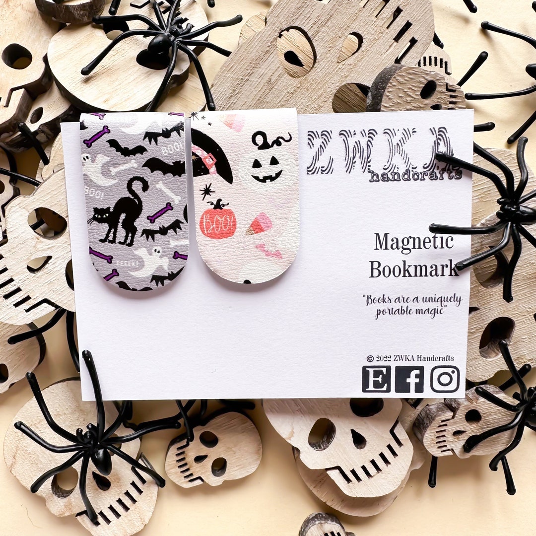 Halloween Magnetic Bookmarks Pumpkins, Witches Hats, Bats, Ghouls and ...