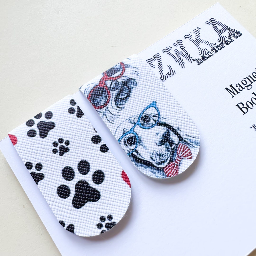 Dog Magnetic Bookmark Set Cute Dogs With Glasses and Bow Tie, Faux ...