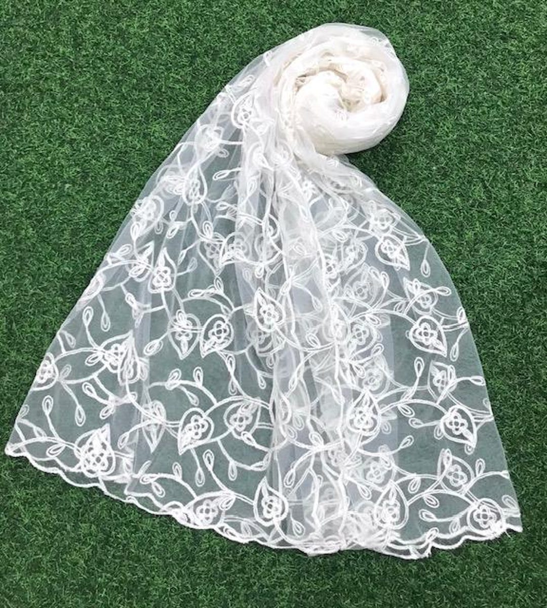 White Tulle/net Stole/dupatta Scarf Fabric Bridal Fabric Saree Drape ...